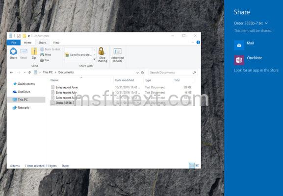 Hidden Share page in Settings - enable in Windows 10