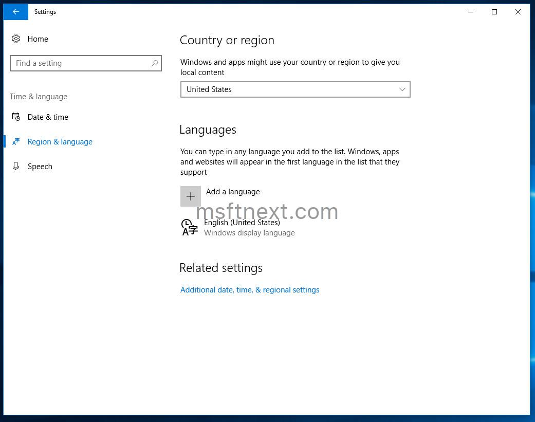 Region (home) location - change in Windows 10