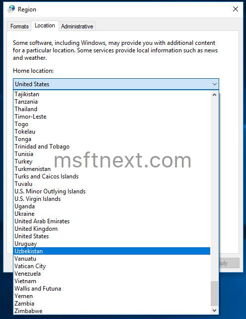 Region (home) location - change in Windows 10 Region (home) location - change in Windows 10