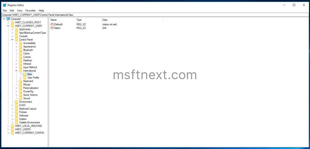 Region (home) location - change in Windows 10