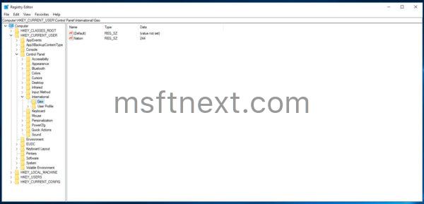Region (home) location - change in Windows 10