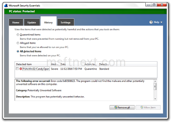 Enable Adware or PUA Protection in Microsoft Security Essentials