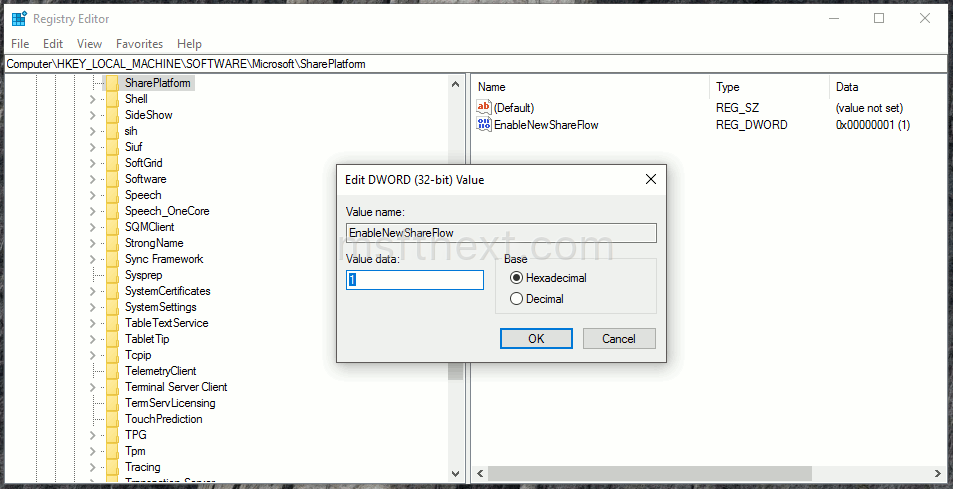 New Share UI - Enable in Windows 10 | MSFTNEXT