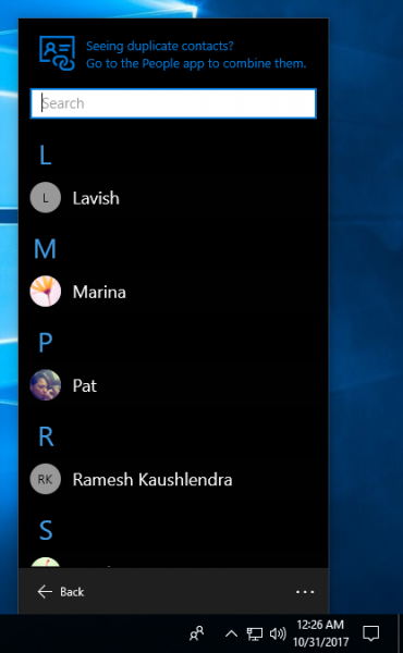 Pin More Contacts to Taskbar in Windows 10 (My People)