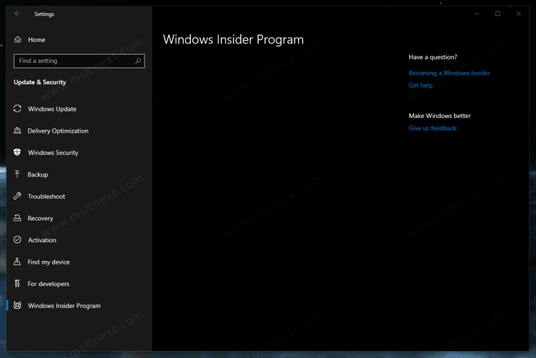 Fix Blank Or Empty Insider Program Settings Page In Windows 10