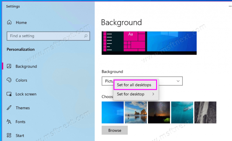 How to change virtual desktop wallpaper in Windows 10
