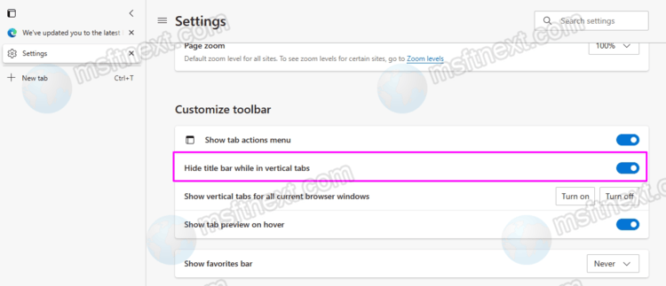 How to hide the window title bar with vertical tabs in Microsoft Edge How to hide the window title bar with vertical tabs in Microsoft Edge