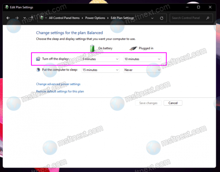 How to change the screen off time on Windows 11