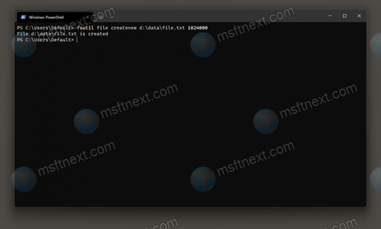 How to create a file of a certain size in Windows