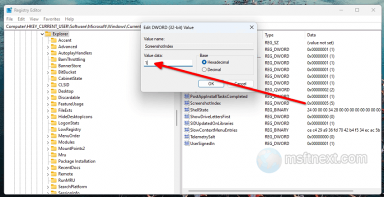 How to reset the screenshot index in Windows 11 and 10