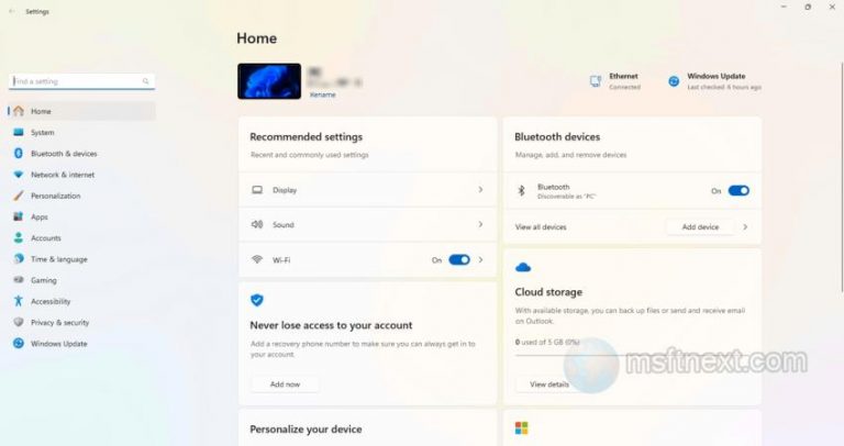 How to enable the new Home page in Windows 11 Settings