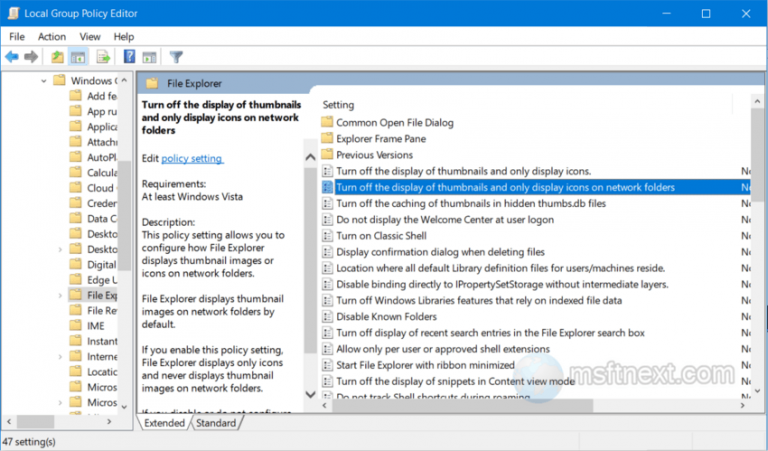 File Explorer is not showing network folder thumbnails