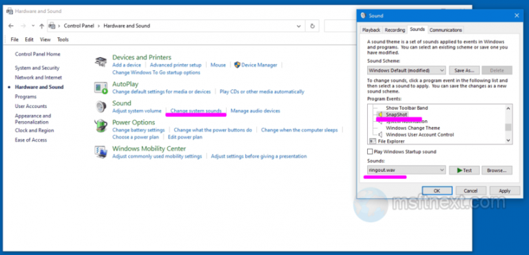 Play a sound when press PrintScreen in Windows