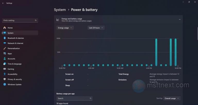 How to enable battery usage per app in Windows 11
