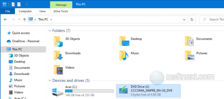 How to hide a DVD or CD drive in File Explorer